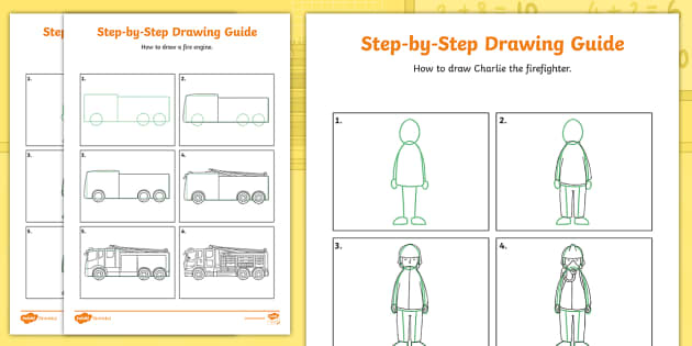 Charlie the Firefighter Step-by-Step Drawing Instruction Activity