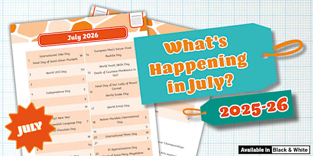 Teacher Planner: What's Happening in July? (teacher made)