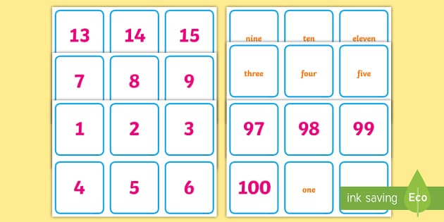 Numbers And Words Matching Card Game KS1 Resources Numbers And Words Matching Card Game KS1 Resources