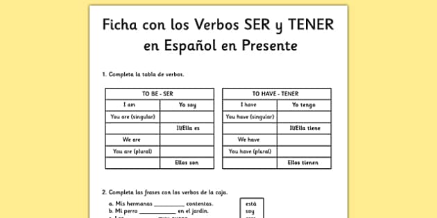 Ficha de los verbos to be y to have en inglés en presente - to be, to have
