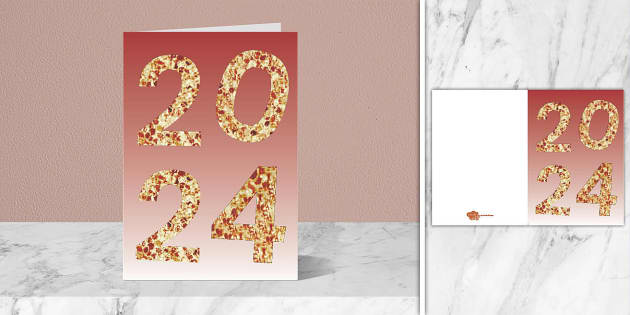 Confetti Typography 2024 New Year Card - Twinkl