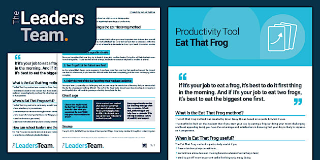 Productivity Tool: Eat That Frog - Leaders
