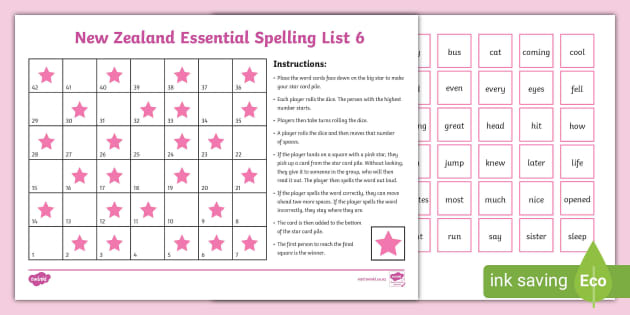New Zealand Essential Spelling List 6 Board Game - Twinkl