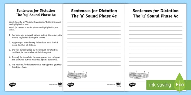 Northern Ireland Linguistic Phonics Stage 5 and 6, Phase 4c, 'u' Dictation