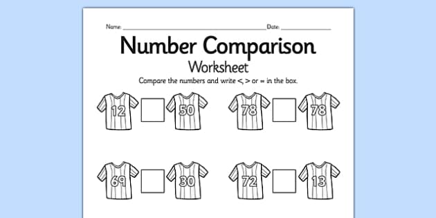 Footall Number Comparison Worksheet Differentiated - Twinkl