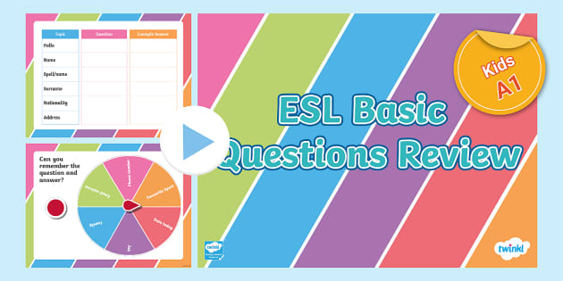 ESL Basic Questions Game [Kids, A1] - Twinkl
