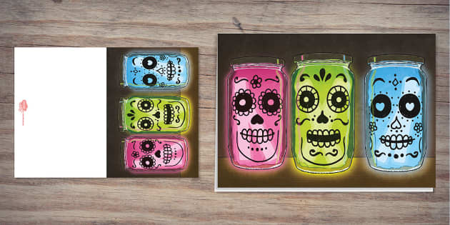 Day Of The Dead Lantern Card | Twinkl Party (teacher made)