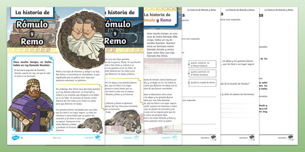 Comprensión lectora por niveles: La historia de Rómulo y Remo