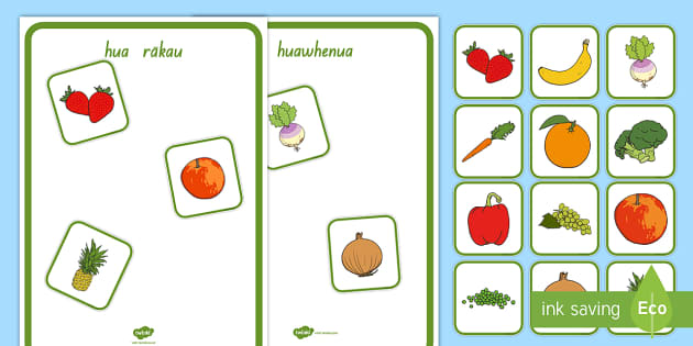 Fruit and Vegetables Sorting Activity Te Reo Māori - Twinkl