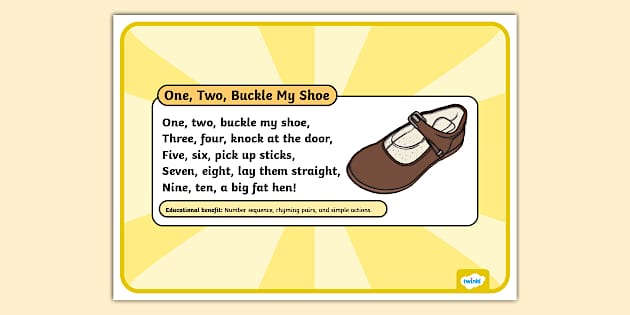 One, Two, Buckle My Shoe Nursery Rhyme - Twinkl
