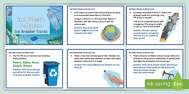 KS2 Earth Day End Plastic Pollution Ice Breaker Cards