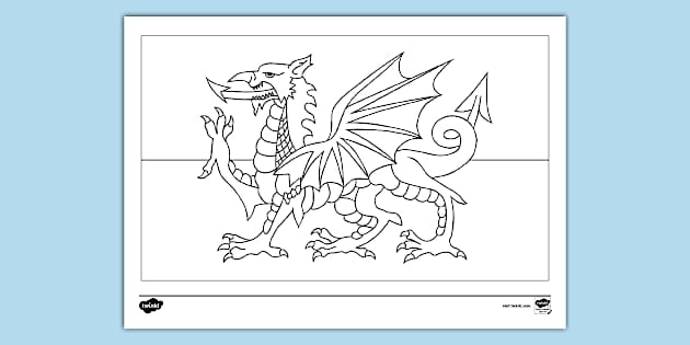 Simple Welsh Dragon Colouring Page | Welsh Flag Resource