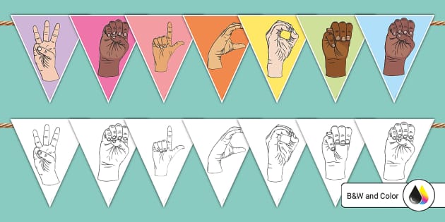 ASL Alphabet Bunting (profesor hizo) - Twinkl