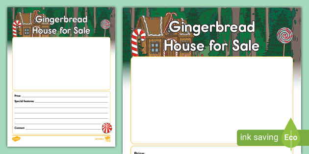 Gingerbread House for Sale Advert Worksheet (teacher made)