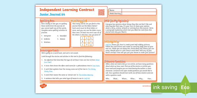 Junior Journal 64 November 2022: Independent Learning Contact