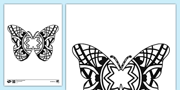 Butterfly Mandala Colouring Page (teacher made) - Twinkl
