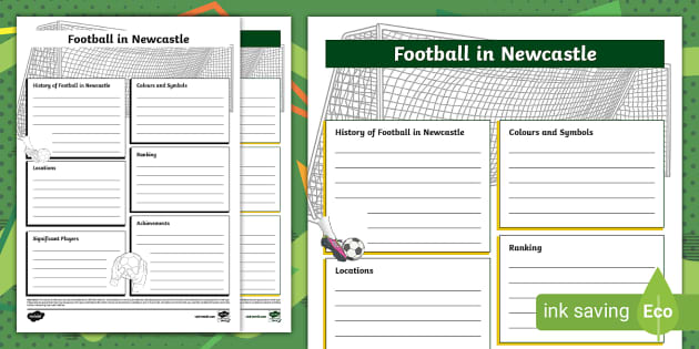 Football in Newcastle Fact File Template (teacher made)
