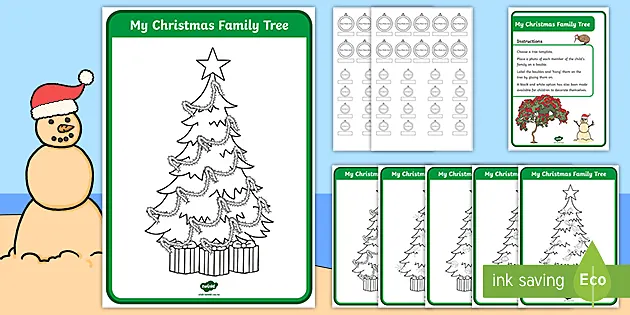 Christmas Family Tree (teacher made) - Twinkl