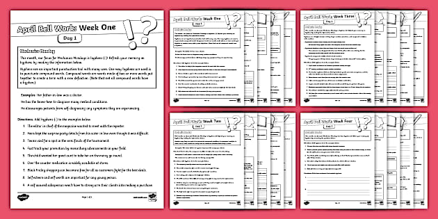 Sixth Grade ELA April Bell Work Bundle - Twinkl