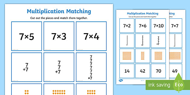 7 Times Table Multiplication Matching Puzzle - times table, multiplication