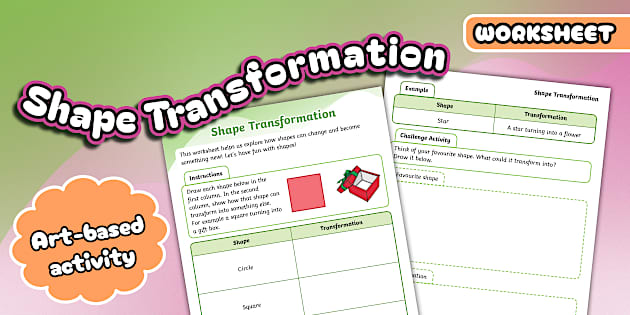 Shape Transformation Worksheet for Drawing Dimensions