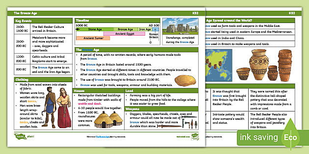 History Knowledge Organiser: The Bronze Age KS2