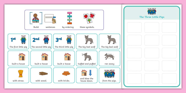 Twinkl Symbols: The Three Little Pigs Sentence Building Cards