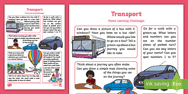 Transport-Themed Home Learning Challenges Reception FS2