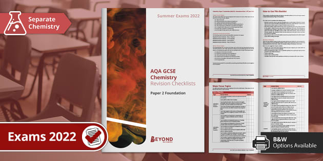AQA GCSE Chemistry Exam Revision Checklists Paper 2 Foundation