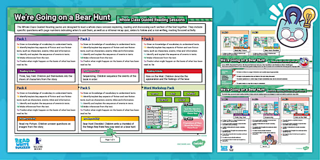 FREE! - Guided Reading overview for We're Going on a Bear Hunt
