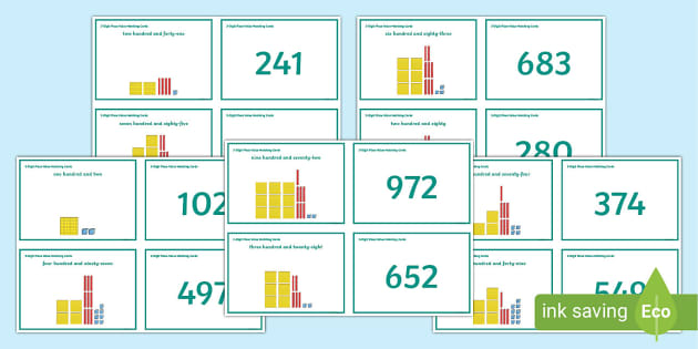 3-Digit Place Value Matching Cards - (Hecho por educadores)