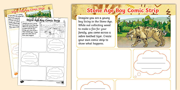 * NEW * Stone Age Boy Finish the Comic Strip Worksheet