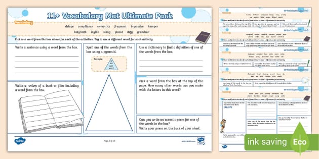 11+ Vocabulary Mat Ultimate Pack (teacher made)