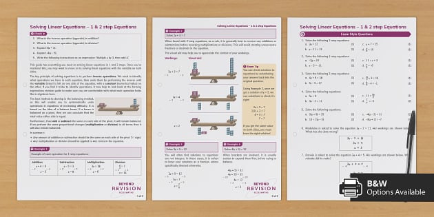 👉 Solving 1 and 2 Step Linear Equations - Revision