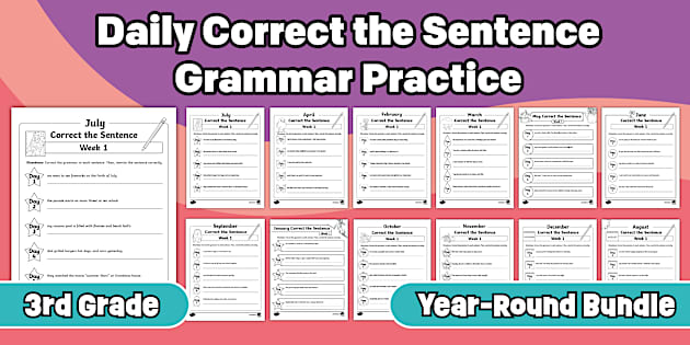 12 Months of Daily Correct the Sentence Grammar Bundle