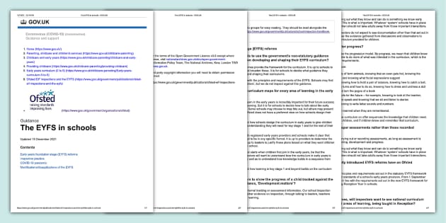 Ofsted Guidance: The EYFS in Schools (teacher made)
