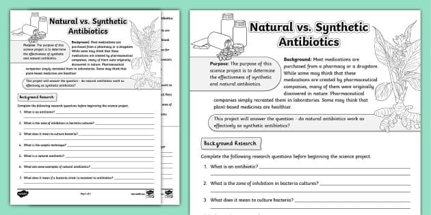 Natural vs. Synthetic Antibiotics Science Project for 6th-8th Grade Natural vs. Synthetic Antibiotics Science Project for 6th-8th Grade