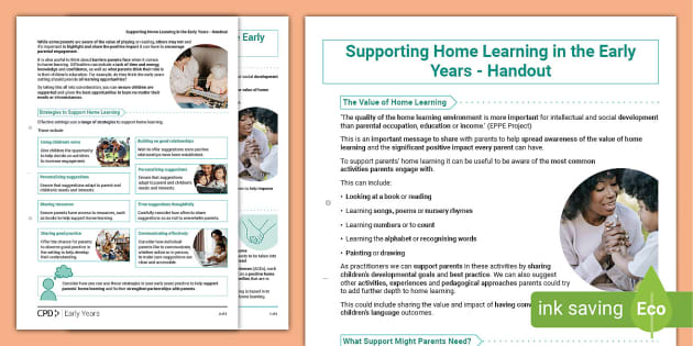 Supporting Home Learning Early Years Handout - EYFS - Twinkl