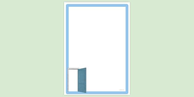 Simple Blank Open Door Page Border (profesor hizo) - Twinkl