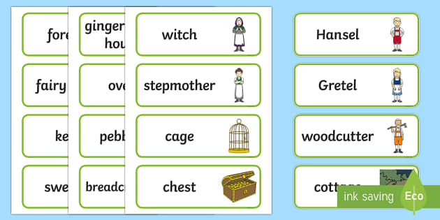Hansel and Gretel Word Cards (teacher made)