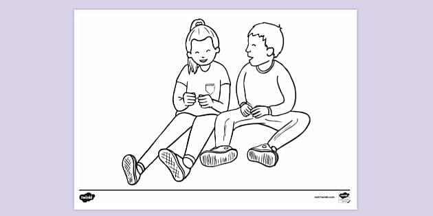Children Speaking Colouring Sheet | Colouring Sheets