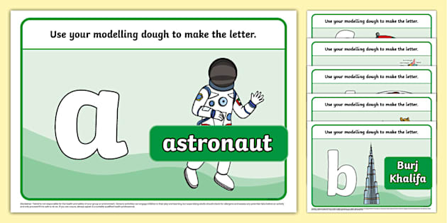 A to Z Alphabet Modelling Dough Mats - UAE Themed - Twinkl