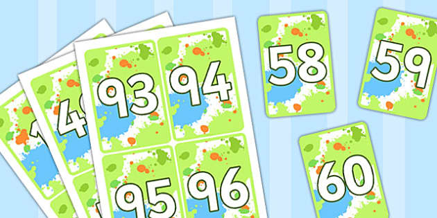 Colored Number Digit Cards (0-100) (Teacher-Made) - Twinkl