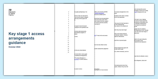 FREE! - Key Stage 1 SATs Access Arrangements Guidance | Gov Resource