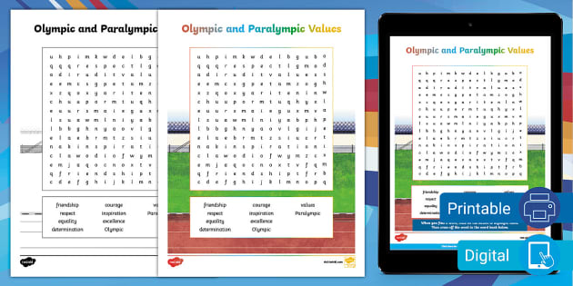 Olympic and Paralympic Values Word Search | Twinkl - Twinkl