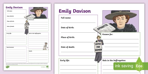 Emily Davison Fact File Template (Teacher-Made) - Twinkl
