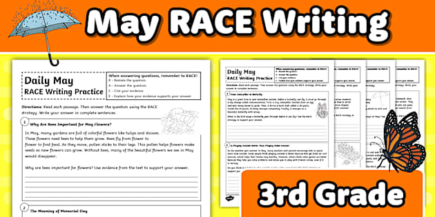 Third Grade May RACE Writing Morning Work