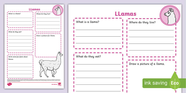 Llama Fact File Template - KS1 (creat de profesori) - Twinkl