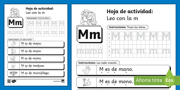 Hoja de actividad: Leo con la m (l'insegnante ha fatto)