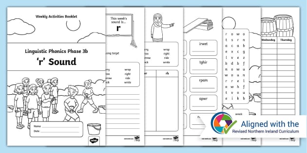 NI Linguistic Phonics Phase 3b 'r' Sound Activities Booklet